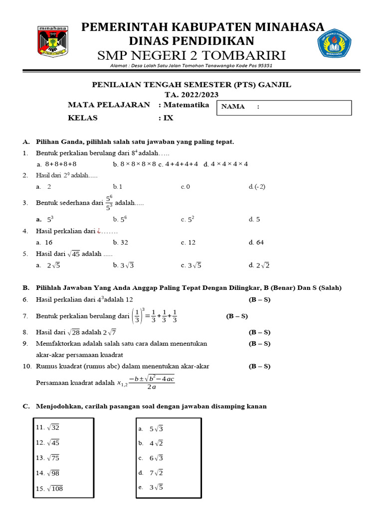 Matematika Kelas IX | PDF