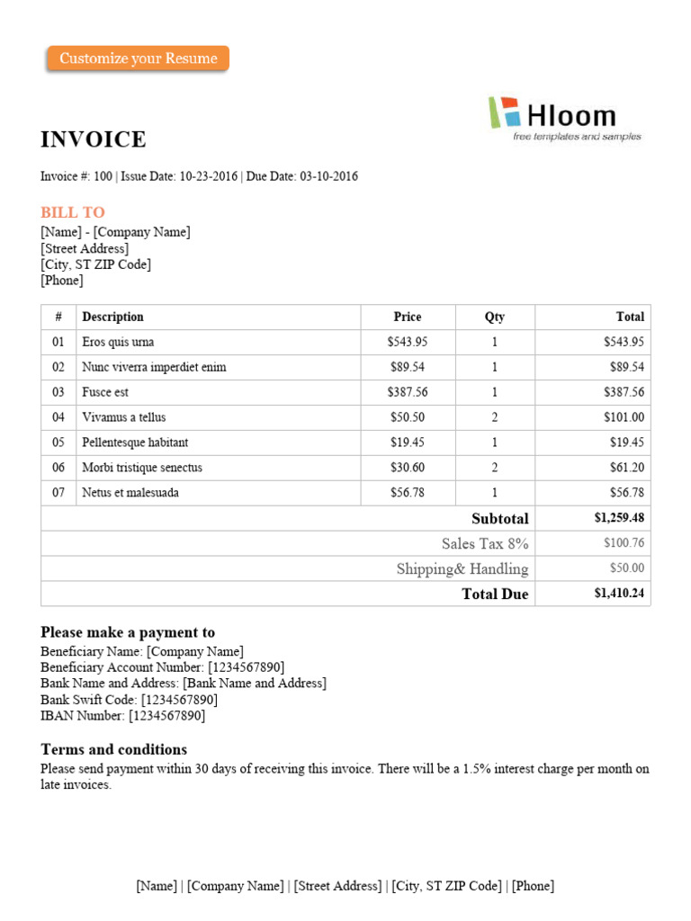 Classic Grid Word | Download Free PDF | Invoice | Payments