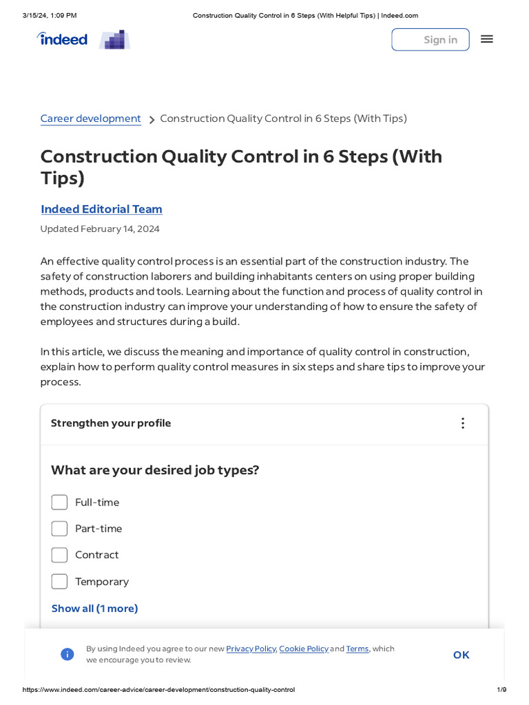 Construction Quality Control Steps | PDF | Quality Assurance | Privacy