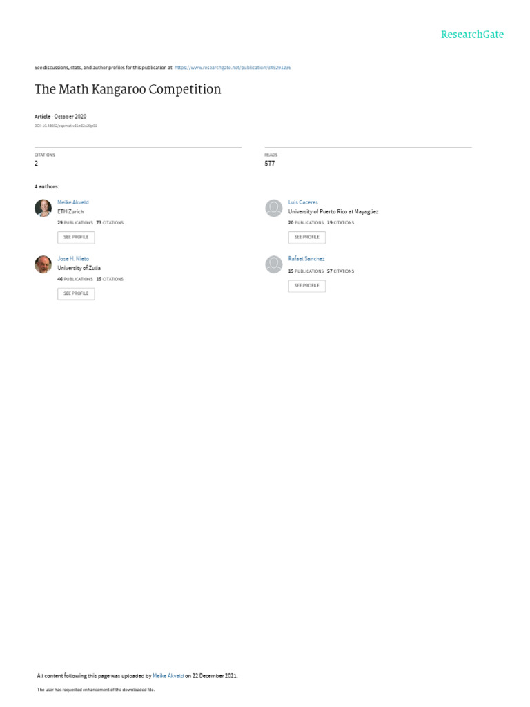 The Math Kangaroo Competition | PDF | Mathematics | Geometry