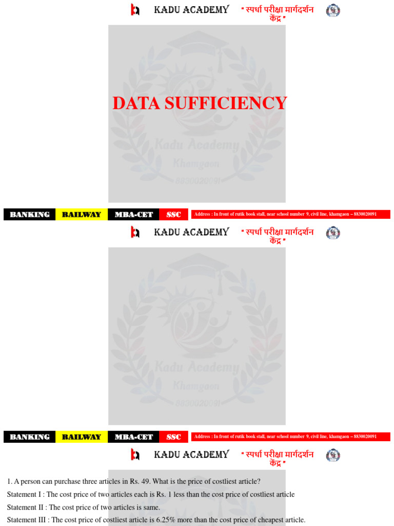 14 Data Sufficiency | PDF | Interest | Speed