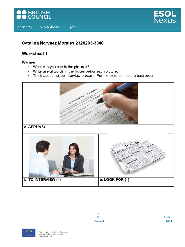 A Job Interview Learner Worksheet | PDF | Job Interview