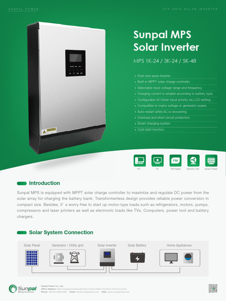 Sunpal MPS Solar Inverter | PDF | Power Inverter | Alternating Current