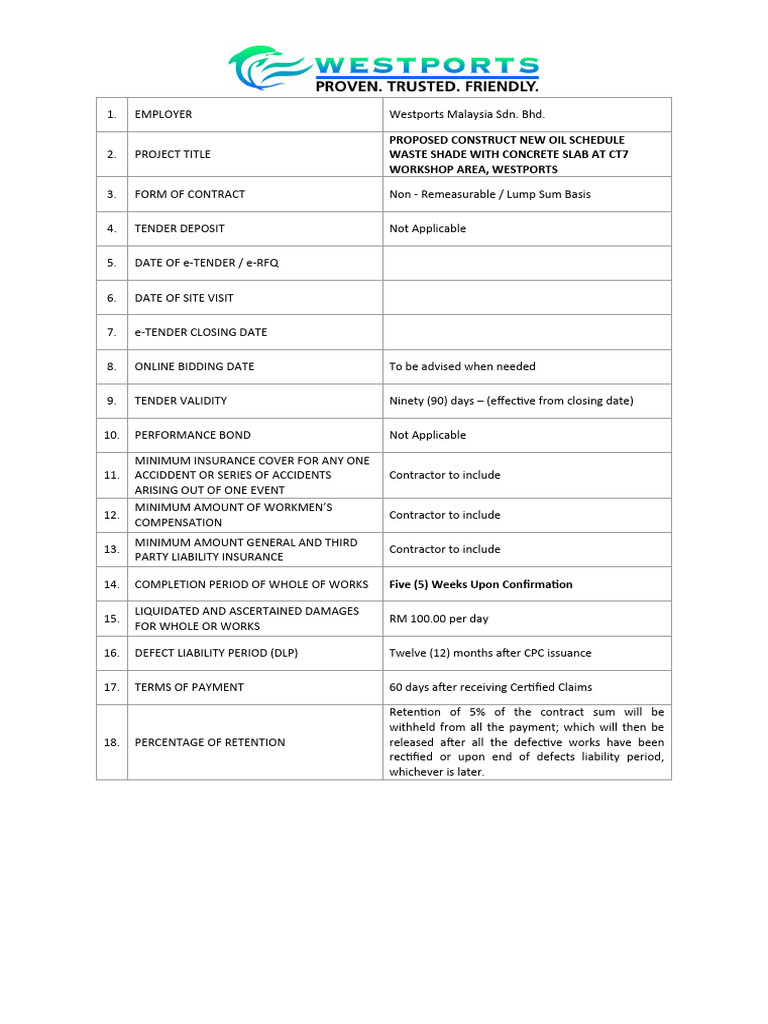 BQ Proposed Construct New Oil Schedule Waste Shade With Concrete Slab ...