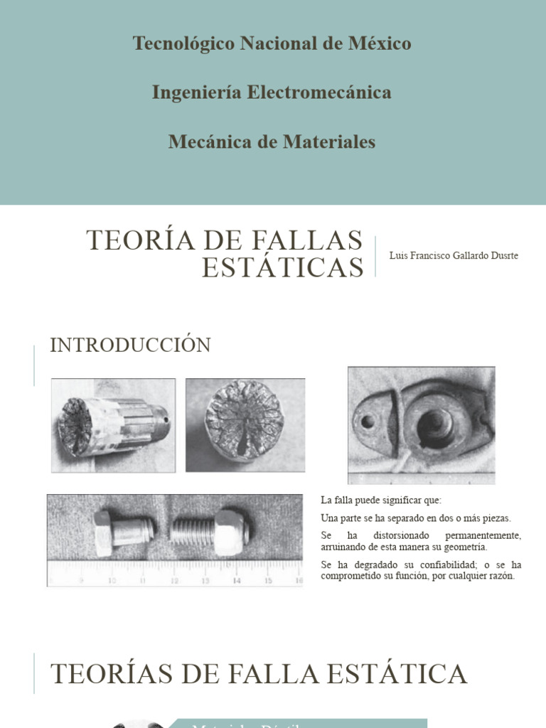 Teorias de Falla Estática | PDF | Deformación (ingeniería) | Fractura