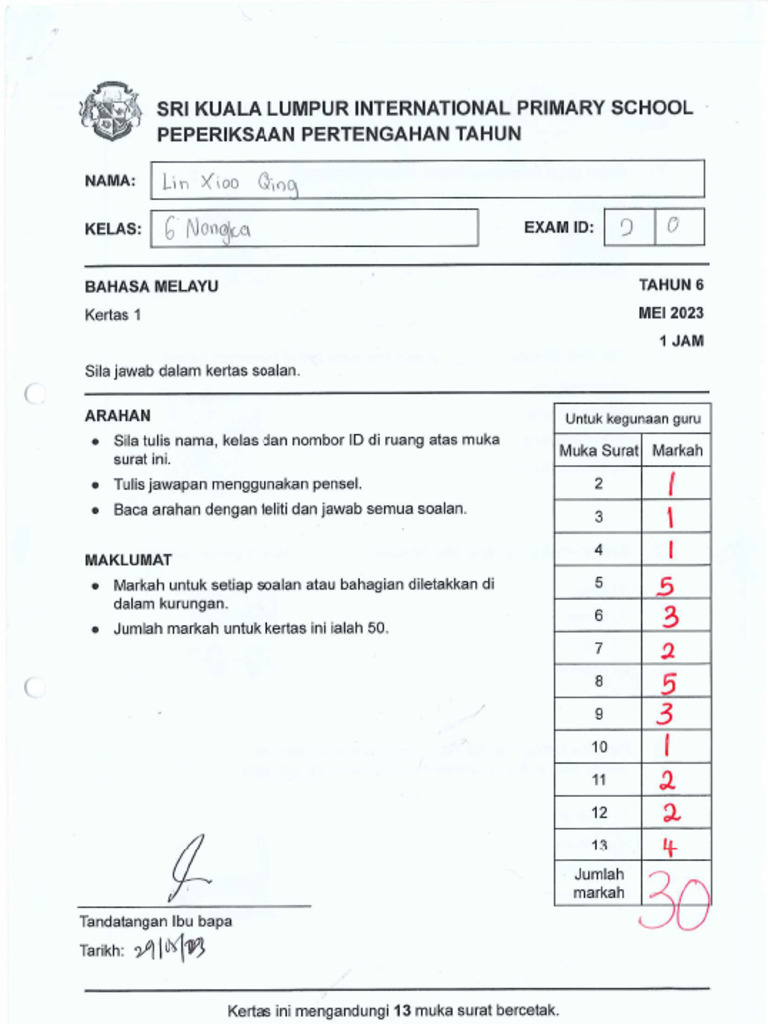 Y6 Mid Year BM Paper 1 | PDF