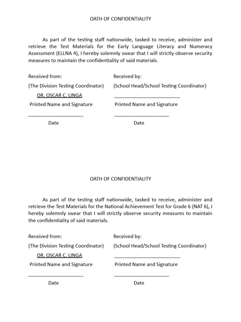 Oath of Confidentiality | PDF
