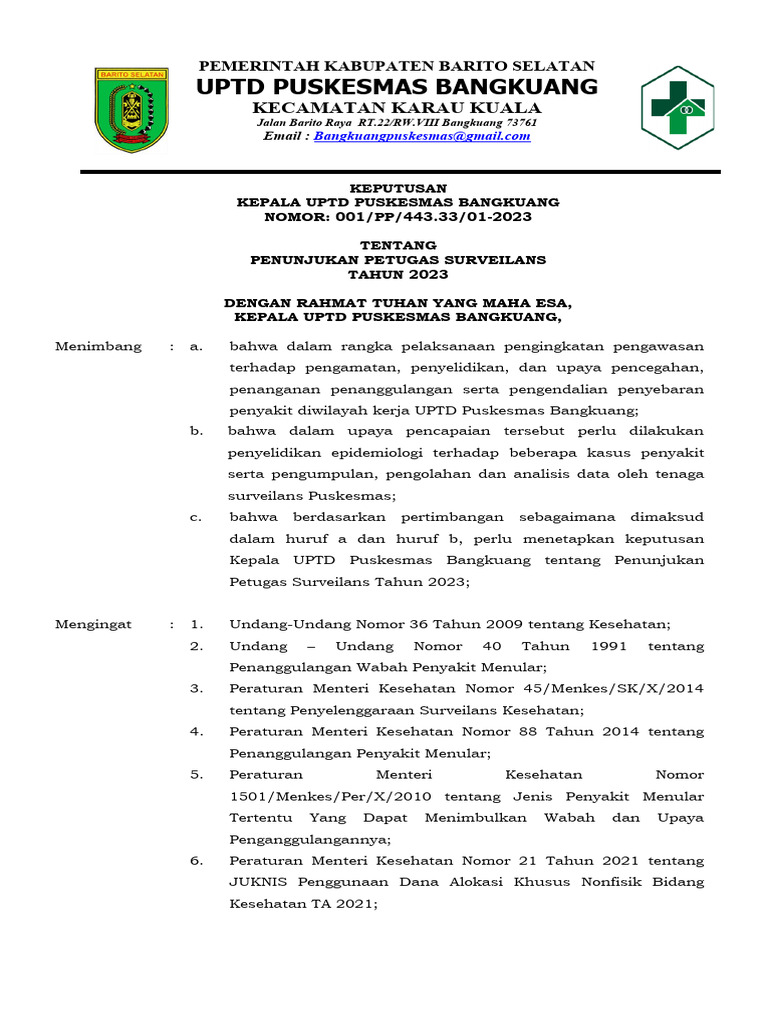 SK SURVEILANS Bangkuang 2023 | PDF