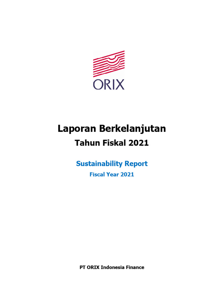 Sustainability Report FY 2021 - PT ORIX Indonesia Finance BP | PDF