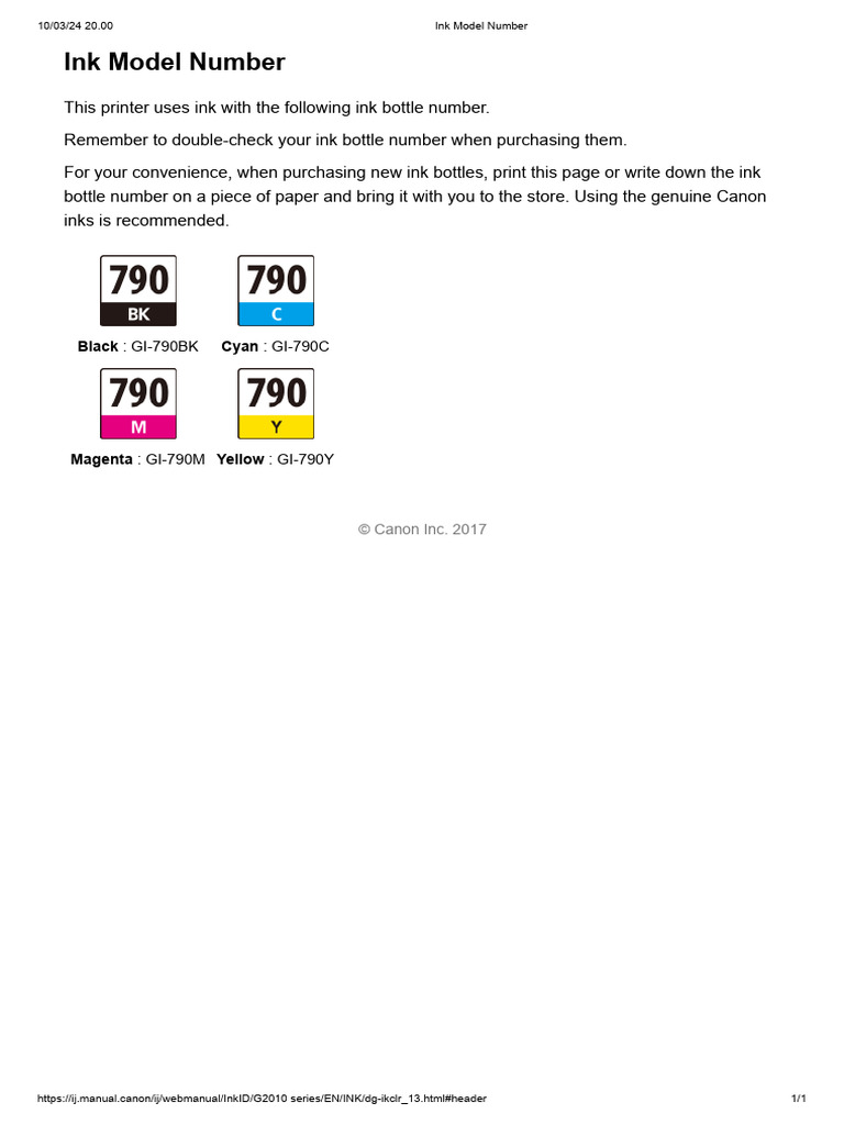 Ink Model Number Canon G2010 | PDF | Home & Garden