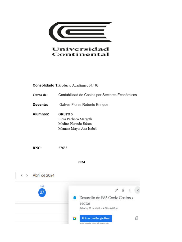 PA3 Costos Por Sector Economico | PDF