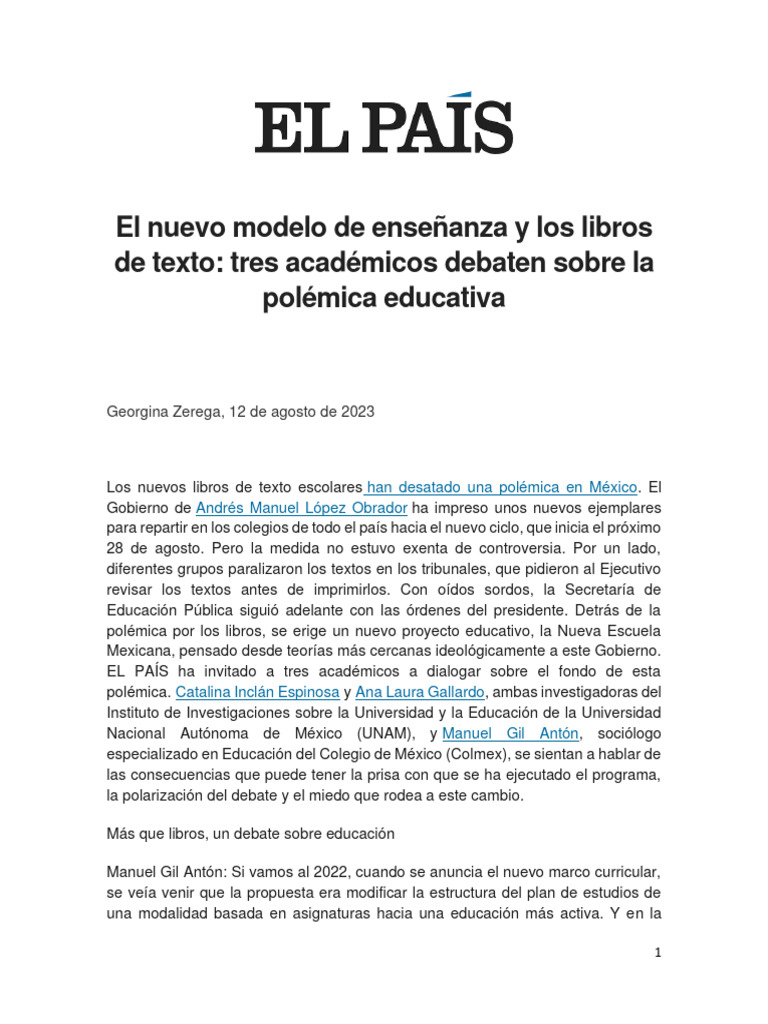 El Pais Entrevista A Catalina Inclan Espinosa y Ana Laura Gallardo ...
