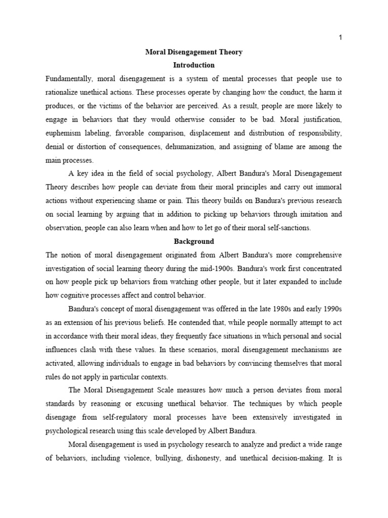 Moral Disengagement Theory | PDF | Enron | Morality