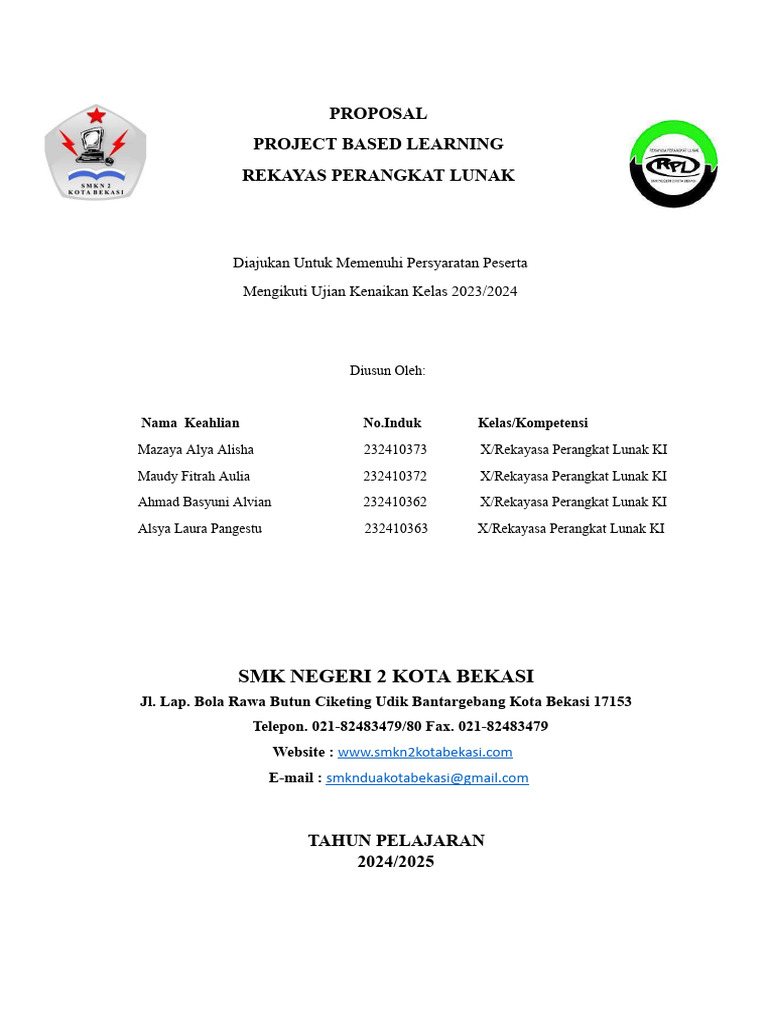 Proposal PJBL 1 | PDF