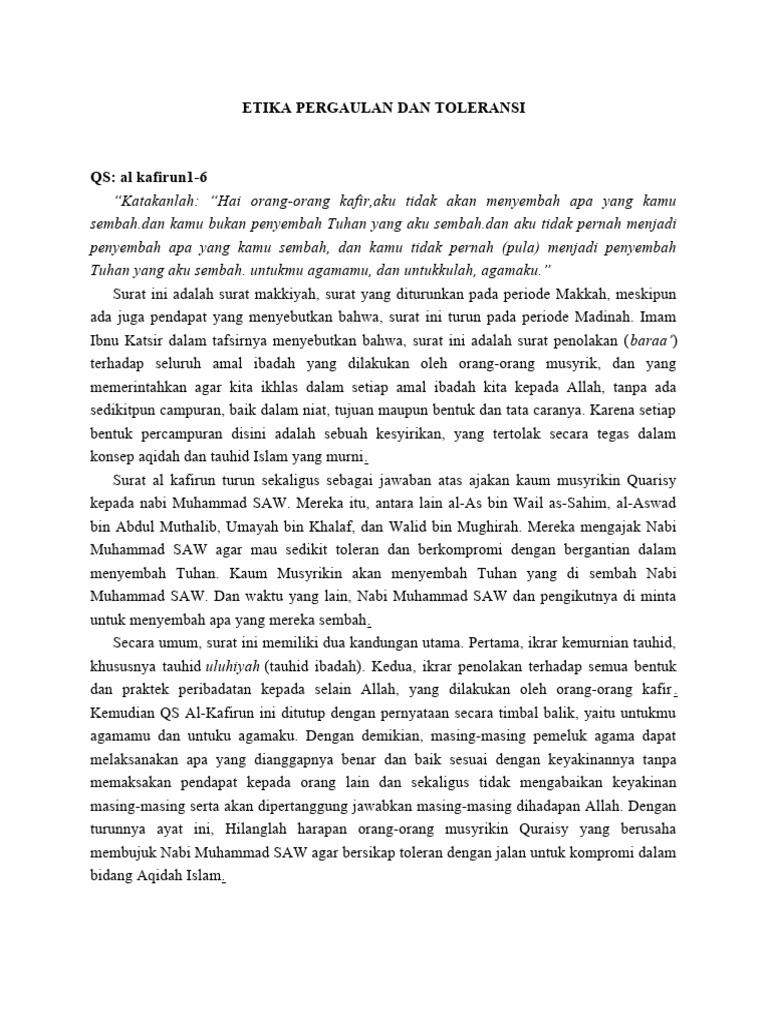 Etika Pergaulan Dan Toleransi | PDF