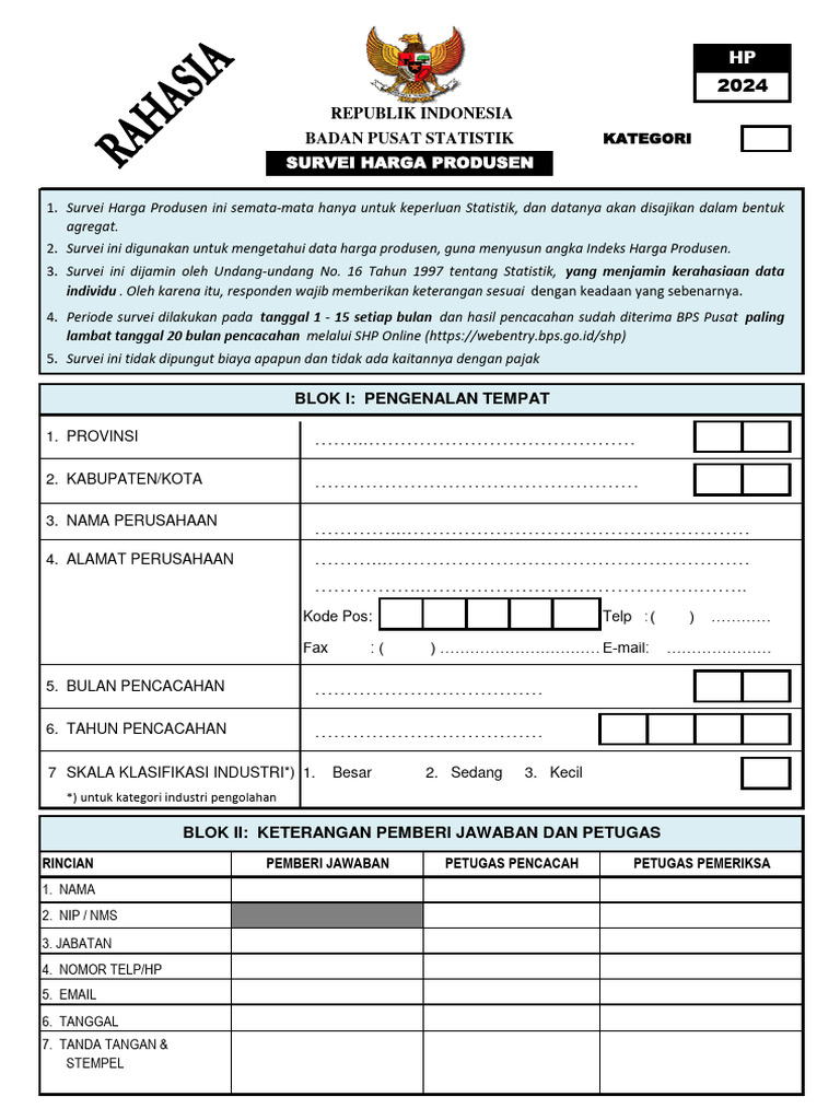 Survei Harga Produsen BPS 2024 | PDF