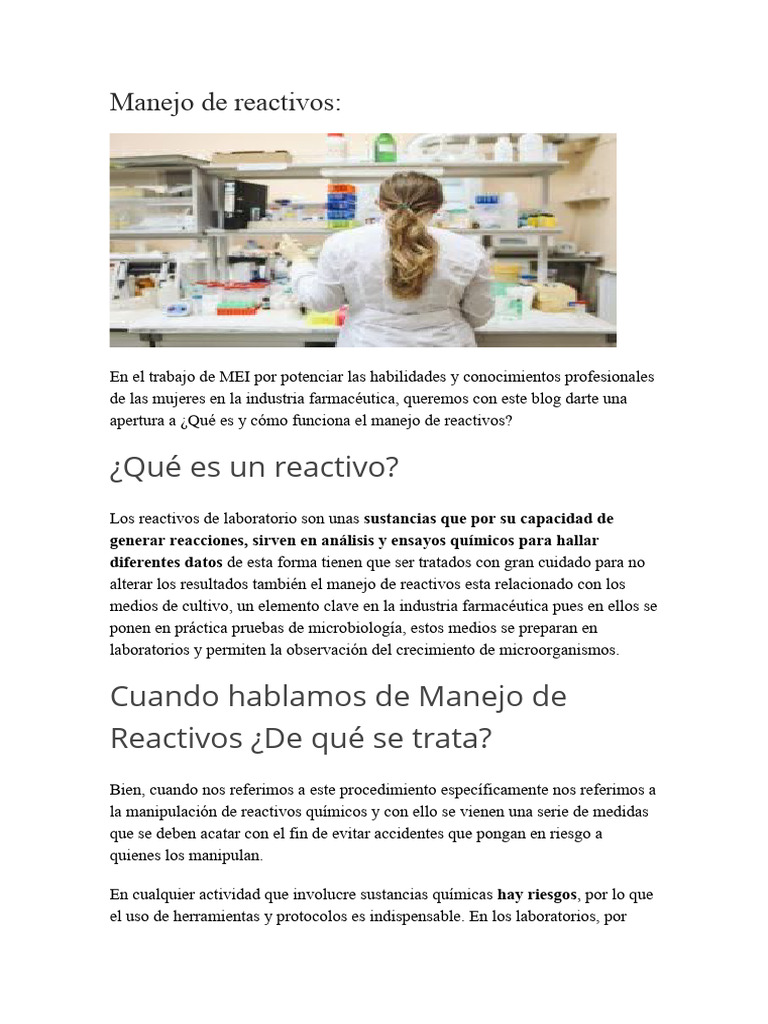 Reactivos Material | Descargar gratis PDF | Laboratorios | Reactivo