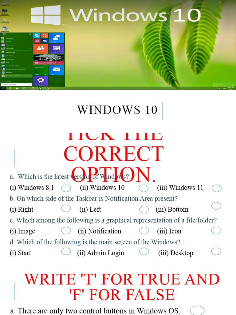 Windows 10 Class 3 | PDF | Window (Computing) | Operating System Families