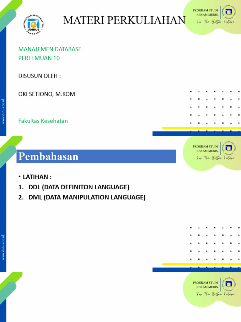 Materi 10 - Latihan DDL Dan DML | PDF