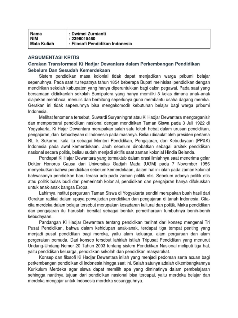 Tugas 1.4 - Argumentasi Kritis - FILOSOFI | PDF