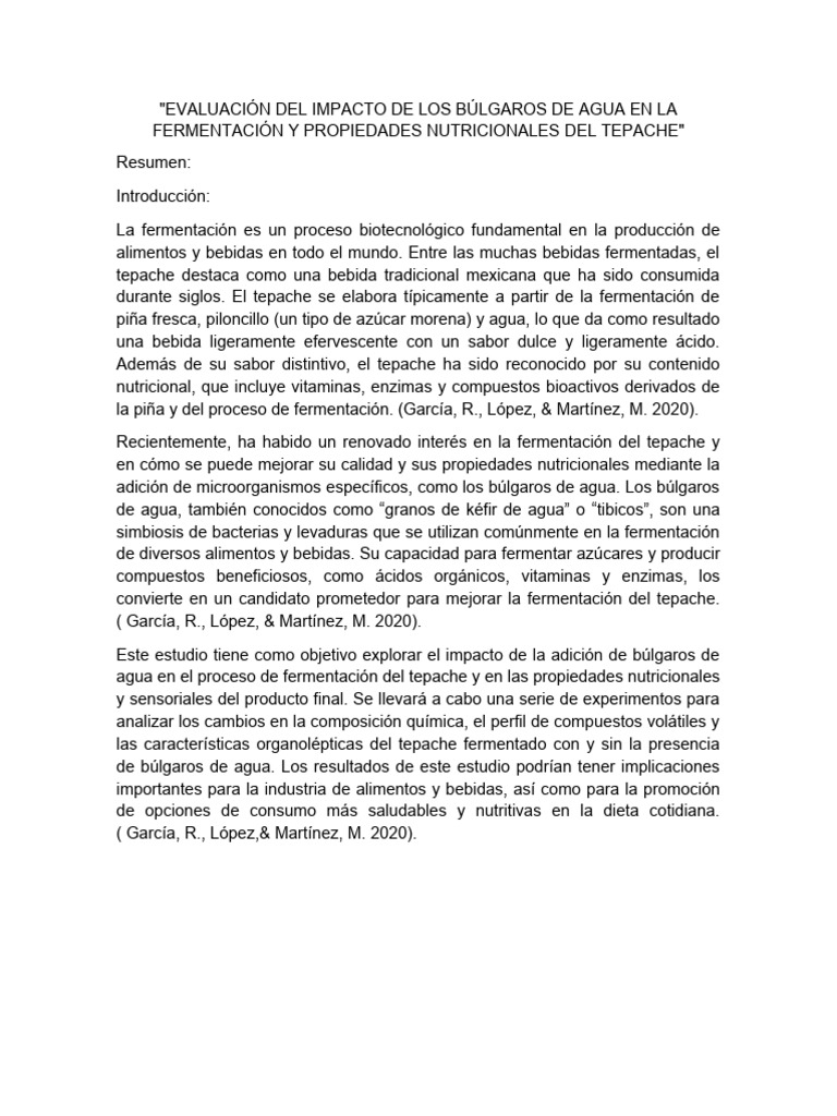 Impacto de Búlgaros en Fermentación de Tepache | PDF | Fermentación ...