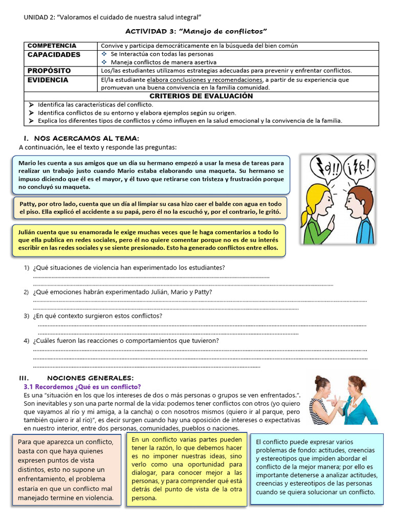 3° DPCC Actividad 3 Uni Ii | PDF | Mediación | Conflicto (proceso)