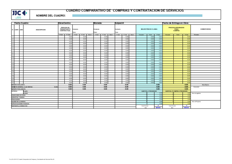 01. Fo JJC-LG-01-01 Cuadro Comparativo de compras Rev.04 | PDF