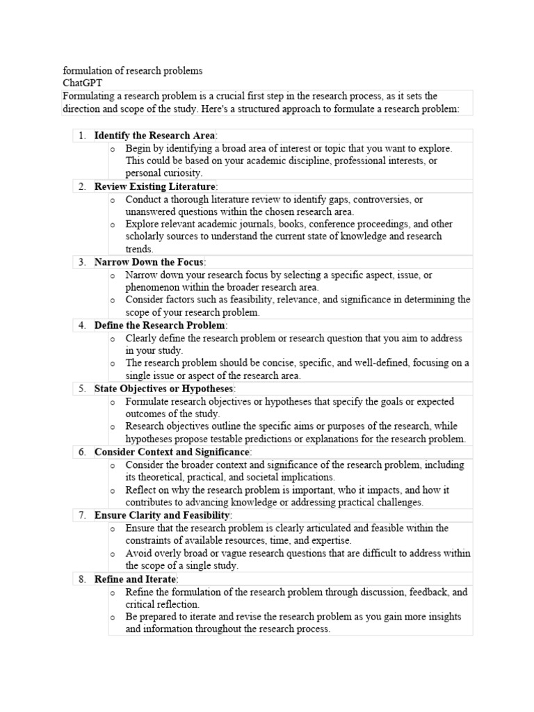 ch 3 research problems | PDF | Methodology | Swot Analysis