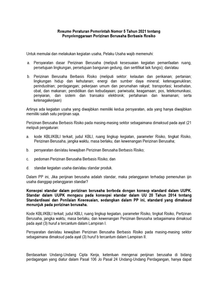 Resume PP 5 Tahun 2021 | PDF