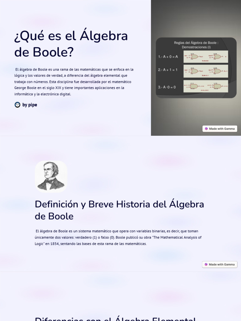 Que Es El Algebra de Boole | Descargar gratis PDF | Álgebra de Boole | Enseñanza de matemática