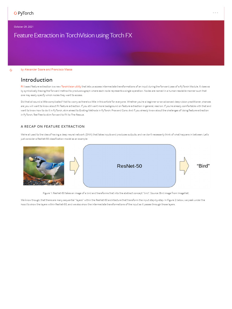 Feature Extraction in TorchVision Using Torch FX - PyTorch | PDF | Deep Learning | Parameter ...