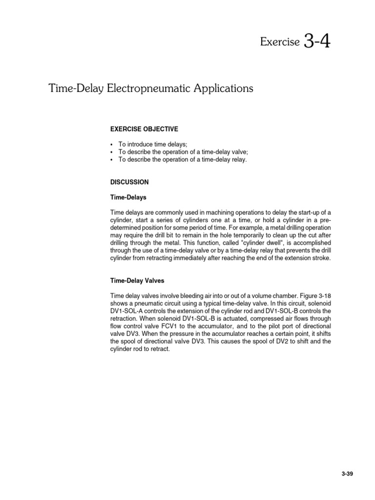Time Delay in Pneumatic Circuits | PDF | Relay | Valve