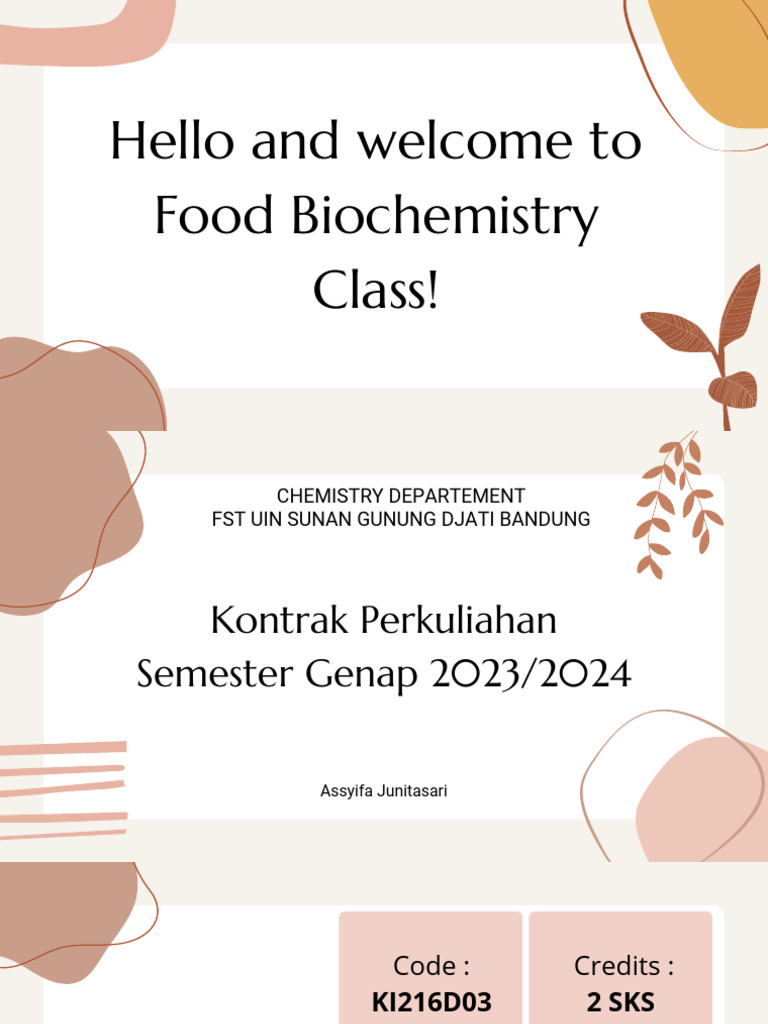 Syllabus Food Biochem | PDF | Foods | Food Science