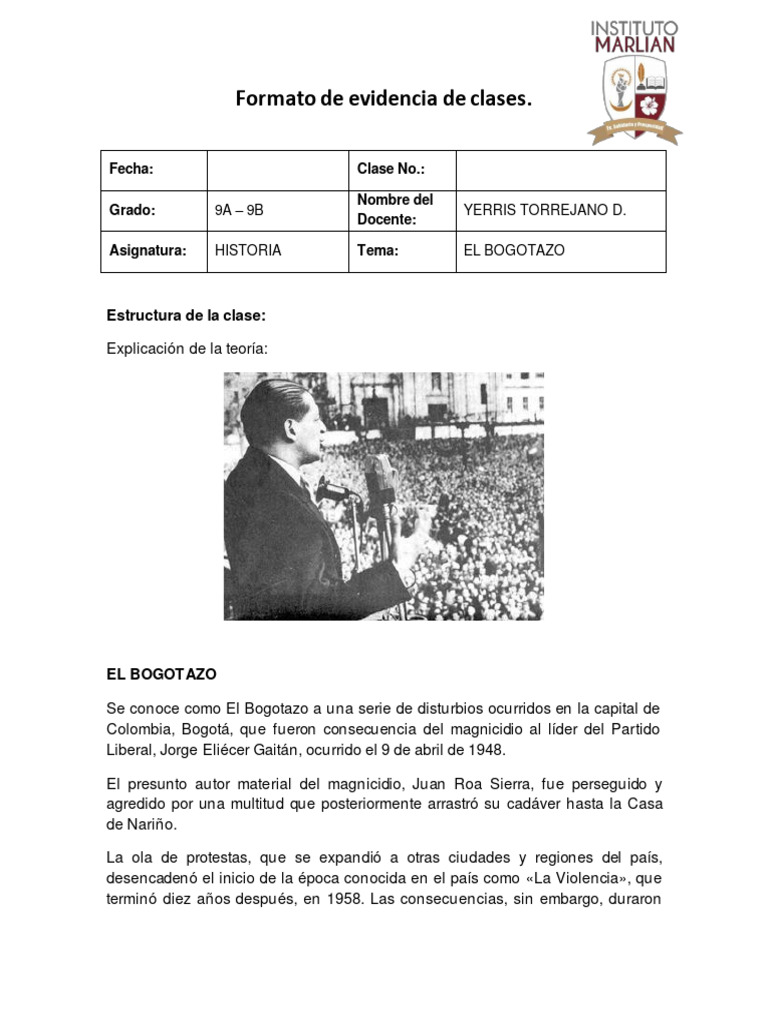 Guia de Clases 9a 9b Historia El Bogotazo | PDF | Política de colombia | Colombia