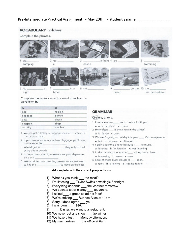 Pre-Intermediate Practical Assignment | PDF