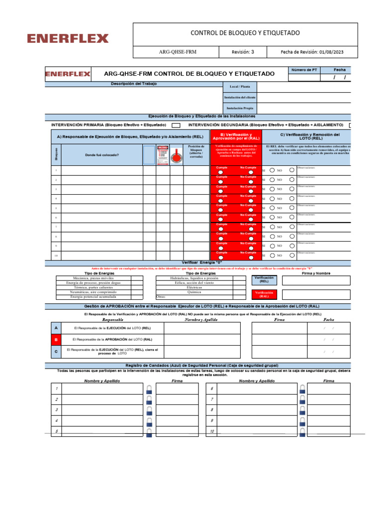 ARG-QHSE-FRM Control de Bloqueo y Etiquetado | PDF | Naturaleza