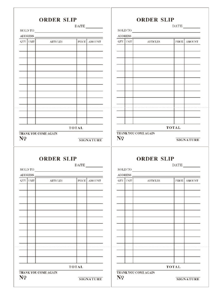 Order Slip | PDF