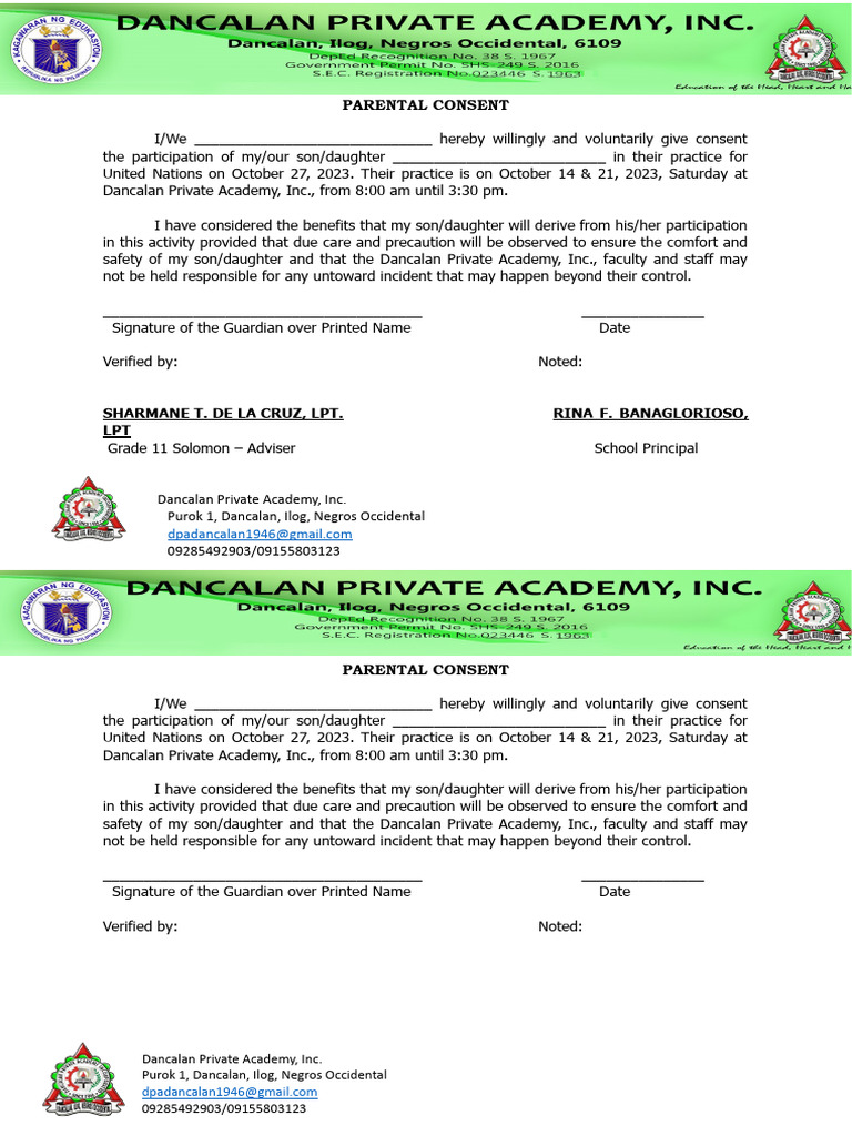 Parents Permit | PDF