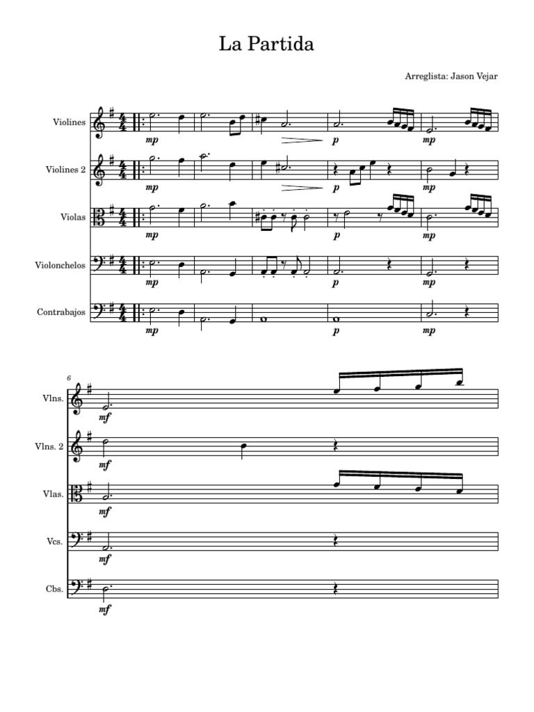 Jason Vejar - La Partida (Arreglo) | PDF