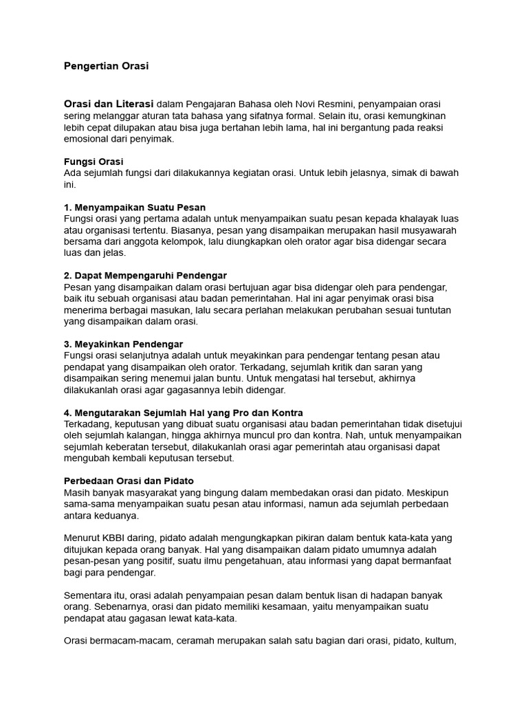Pengertian dan Fungsi Orasi | PDF