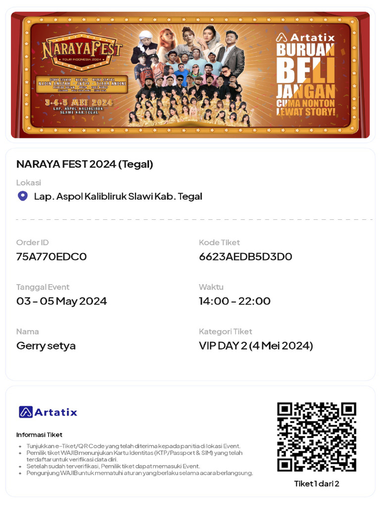 E-Tiket Event NARAYA FEST 2024 (Tegal) | PDF