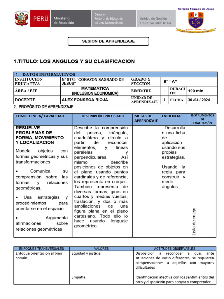 Sesion de Aprendizaje de Matematica S8 - 30 de Abril Del 2024 ... Sesion de Aprendizaje de Matematica S8 - 30 de Abril Del 2024 ...