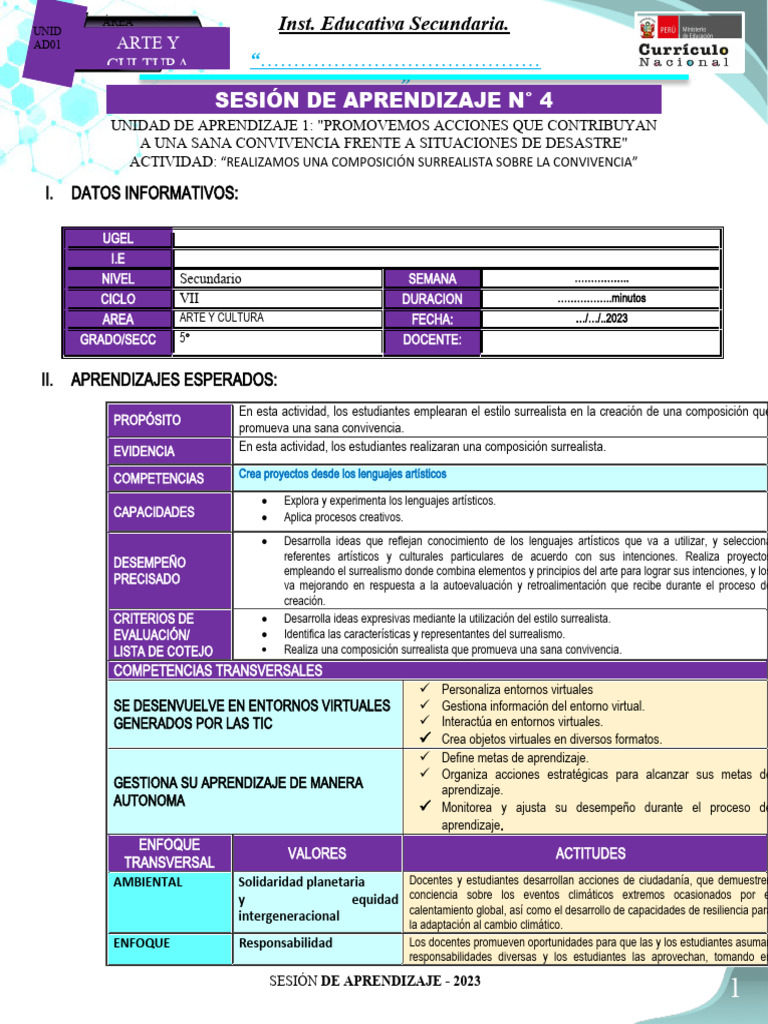 5° Ses Act 4-Ayc-U1-Sem 4 | PDF | Aprendizaje | Maestros