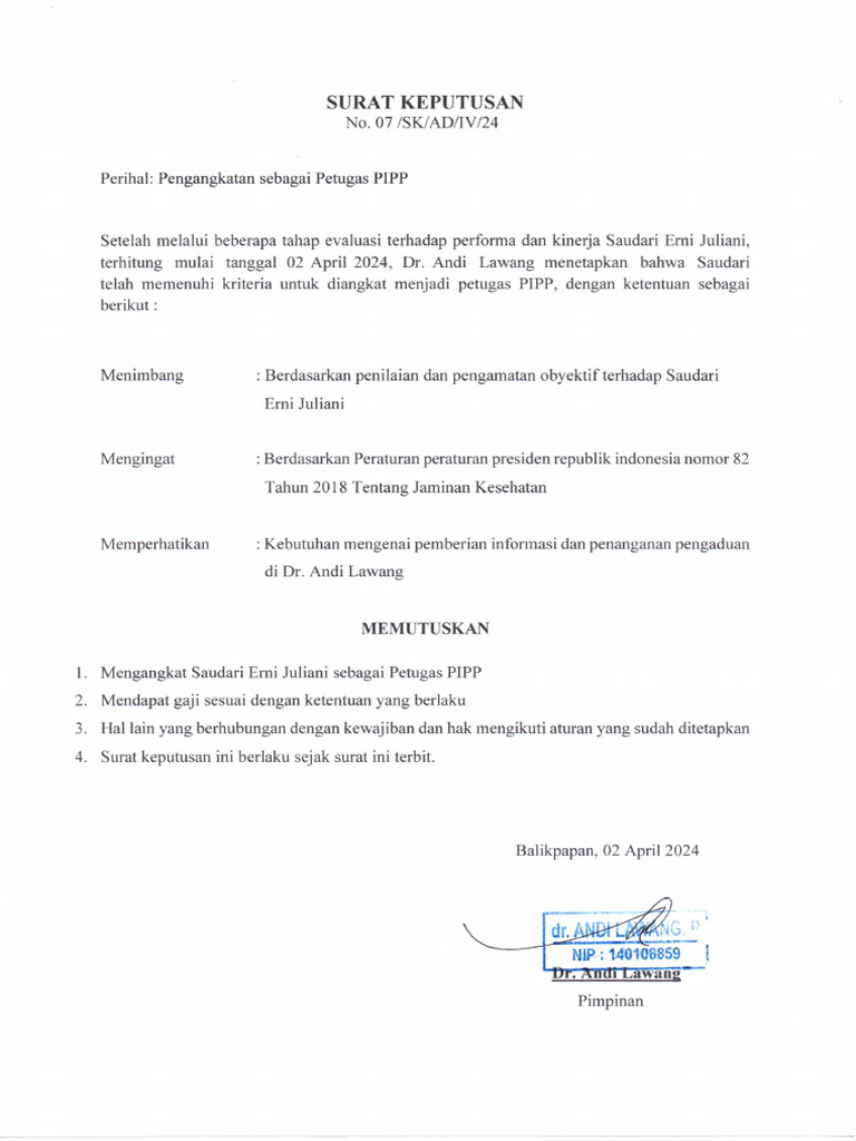 Surat Keputusan | PDF