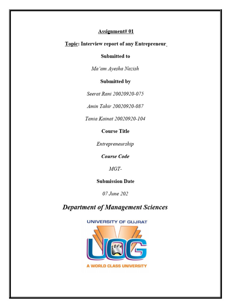 Assignmen 1 | PDF | Entrepreneurship