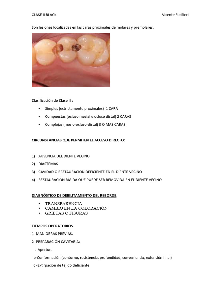Clasificación y Manejo de Caries Clase II | PDF | Diente | Odontología