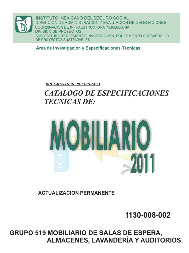 Catálogo de Especificaciones Técnicas de Mobiliario Grupo 519 | PDF | Tornillo | Acero