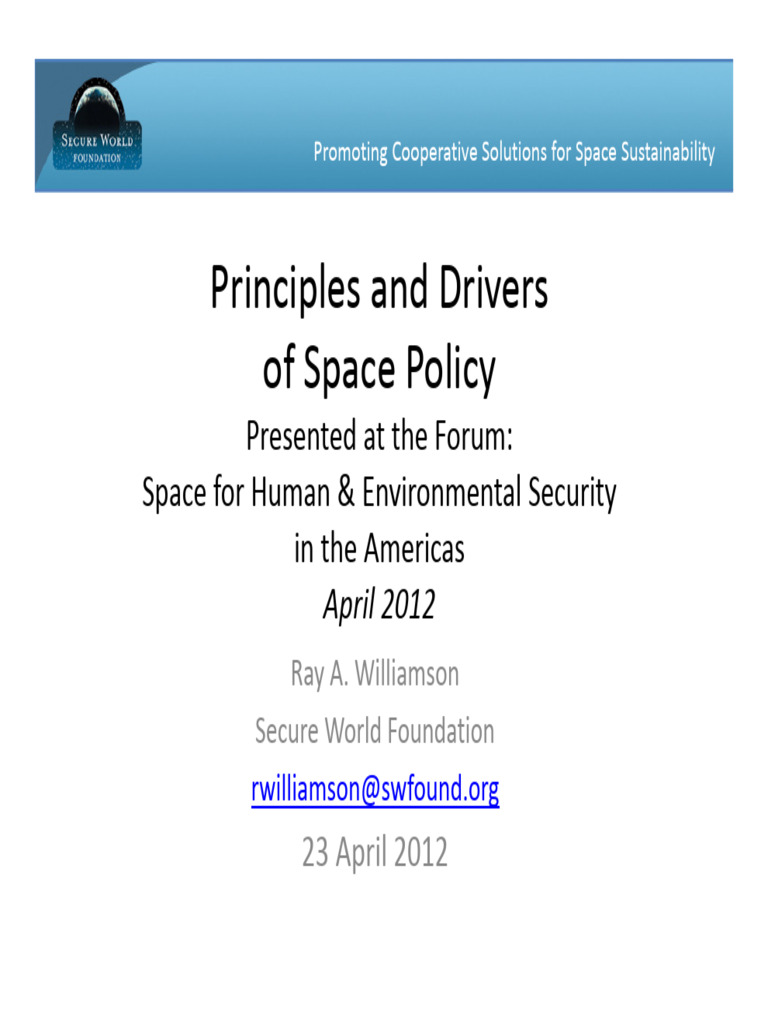 3 - Principles and Drivers of Space Policy | PDF | Nasa | Sustainability