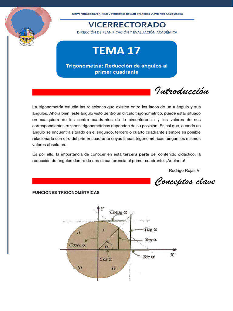 Tema 17 Trigonometr-A - Reducci-N de - Ngulos Al Primer Cuadrante | PDF | Trigonometría ...