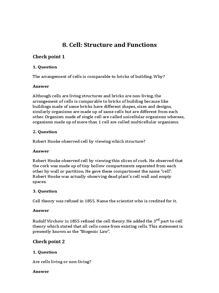 (All in One ) Cell Structure and Functions | Download Free PDF | Cell ...